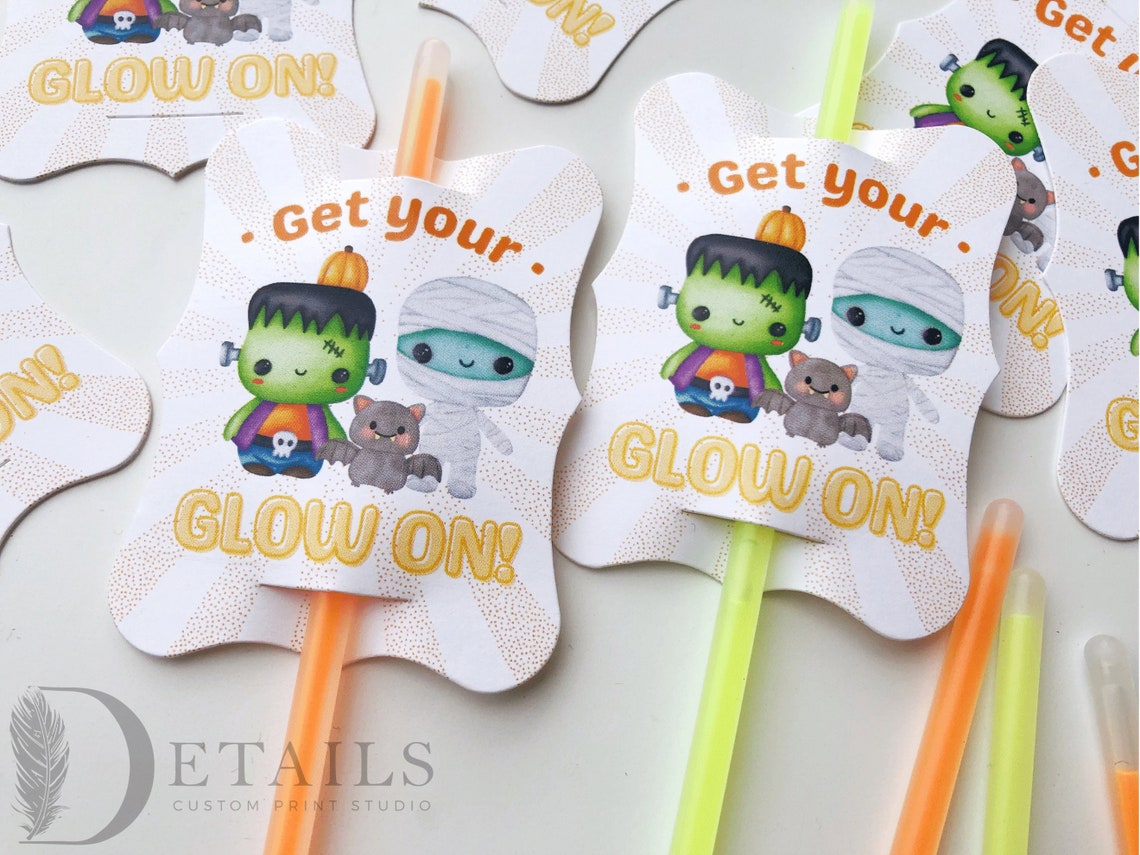 Glow Stick Favor Tags, Halloween Favor Tags, Halloween Teacher or ...