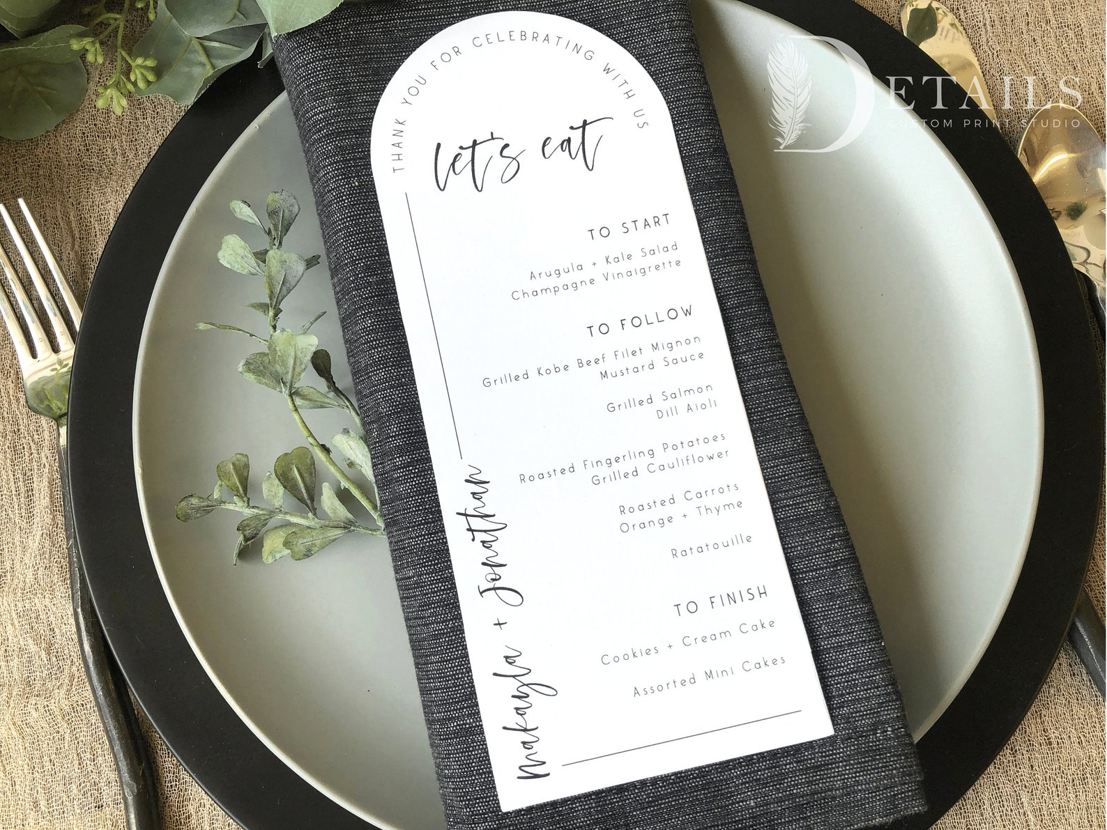 Wedding Dinner Menus Arch Shaped Menus Printed Menus Custom - Etsy