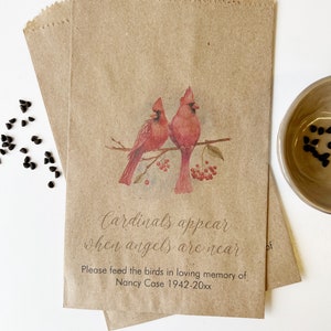 Cardinal Memorial Gift Bags, Memorial Favors, Birdseed Bag (no Seeds ...