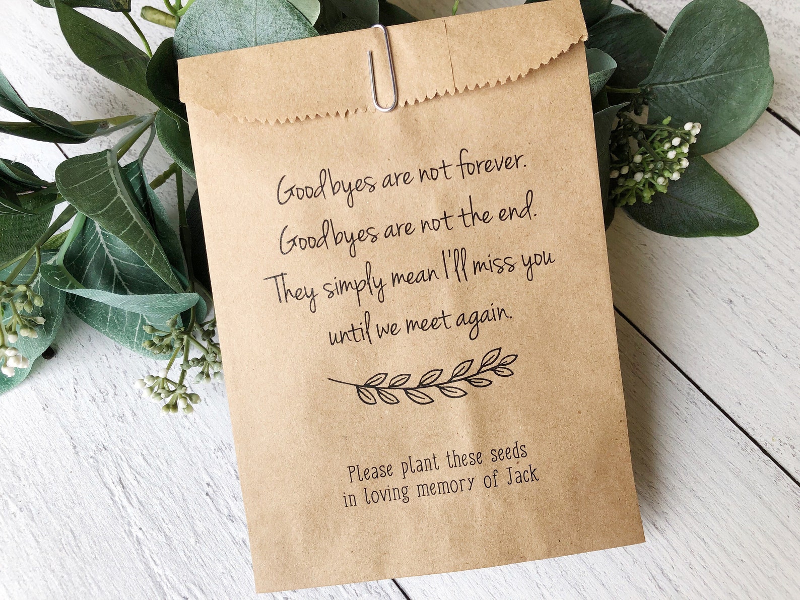 Memorial Gift Bags, Funeral Favors, Celebration of Life, Condolence ...