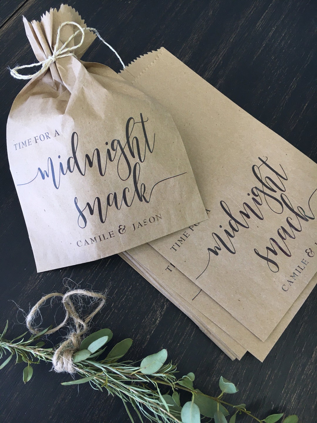 Midnight Snack Wedding Favor Bags - Cookie Bags - Candy Bags- Trail Mix ...