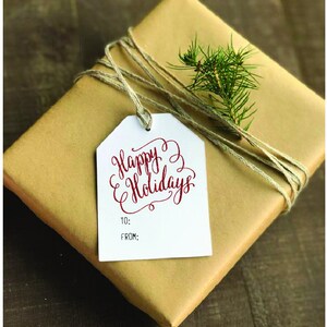 Christmas Gift Tags, Happy Holidays Tags, Printed Custom Tags, Set of ...