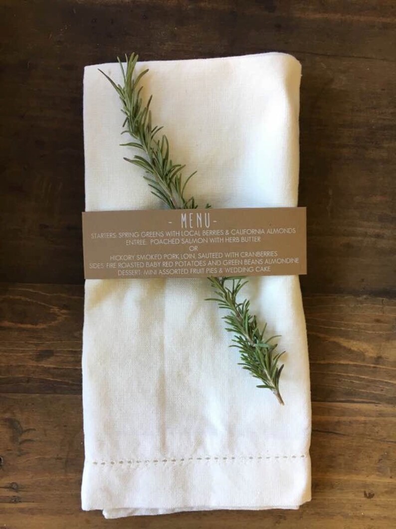 Wedding Menu Cards, Napkin Menu Wrap, Wedding Menu, Menu Cards, Elegant ...