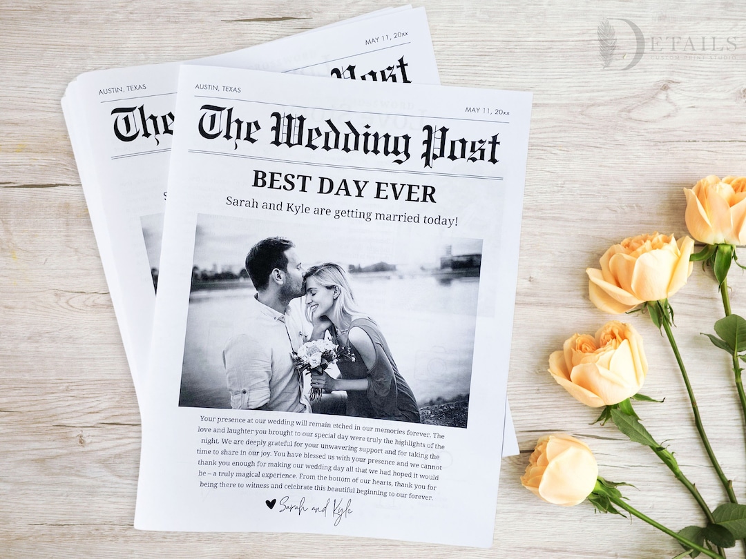 Custom Wedding Newspaper Program, Wedding Newspaper Printing, Wedding ...