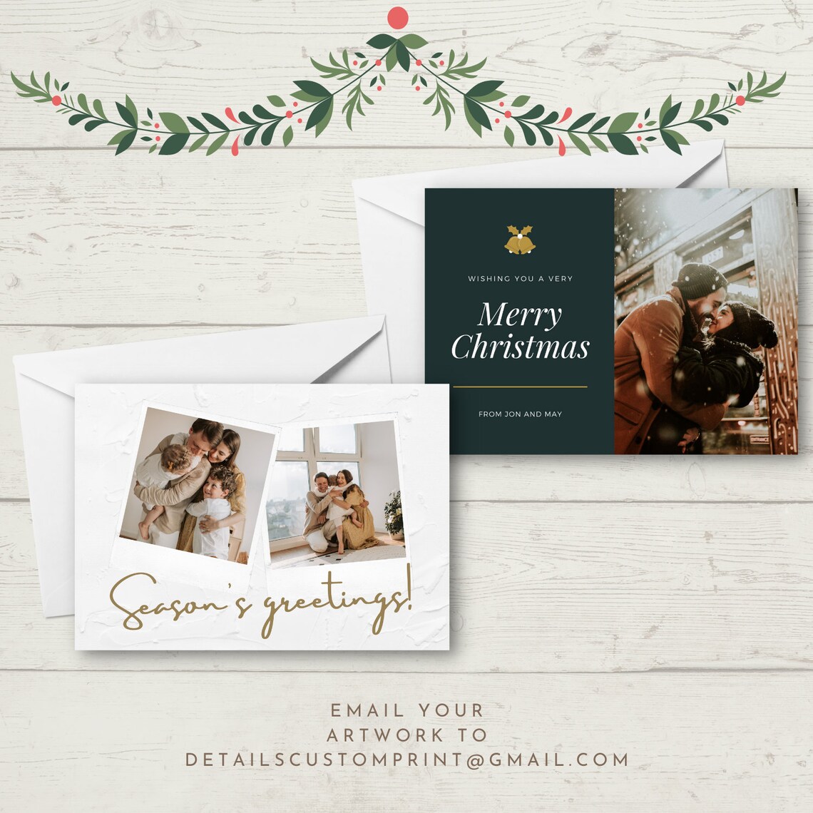 Printed Christmas Cards With Envelopes, Holiday Cards Printing Service ...