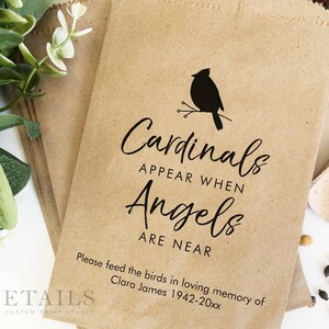 Cardinal Poem Memorial Gift Bags, Funeral Favors, Celebration of Life ...