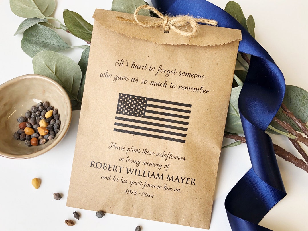 Veteran Memorial Gift Bags, Funeral Favor Bags, Celebration of Life ...