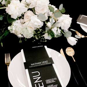 Elegant Wedding Dinner Menus - Printed Wedding Reception Menus - Custom Menu Card - Minimalist ...