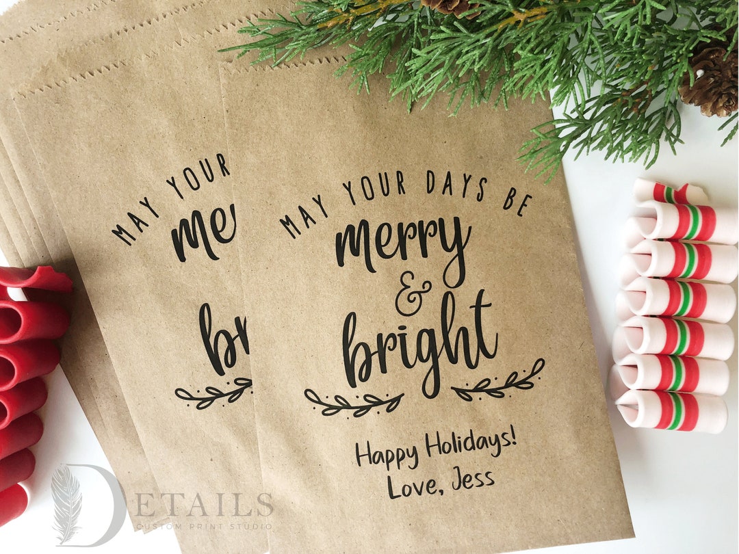 Personalized Holiday Gift Bags, Christmas Favor Bags, Teacher Gift Bags ...