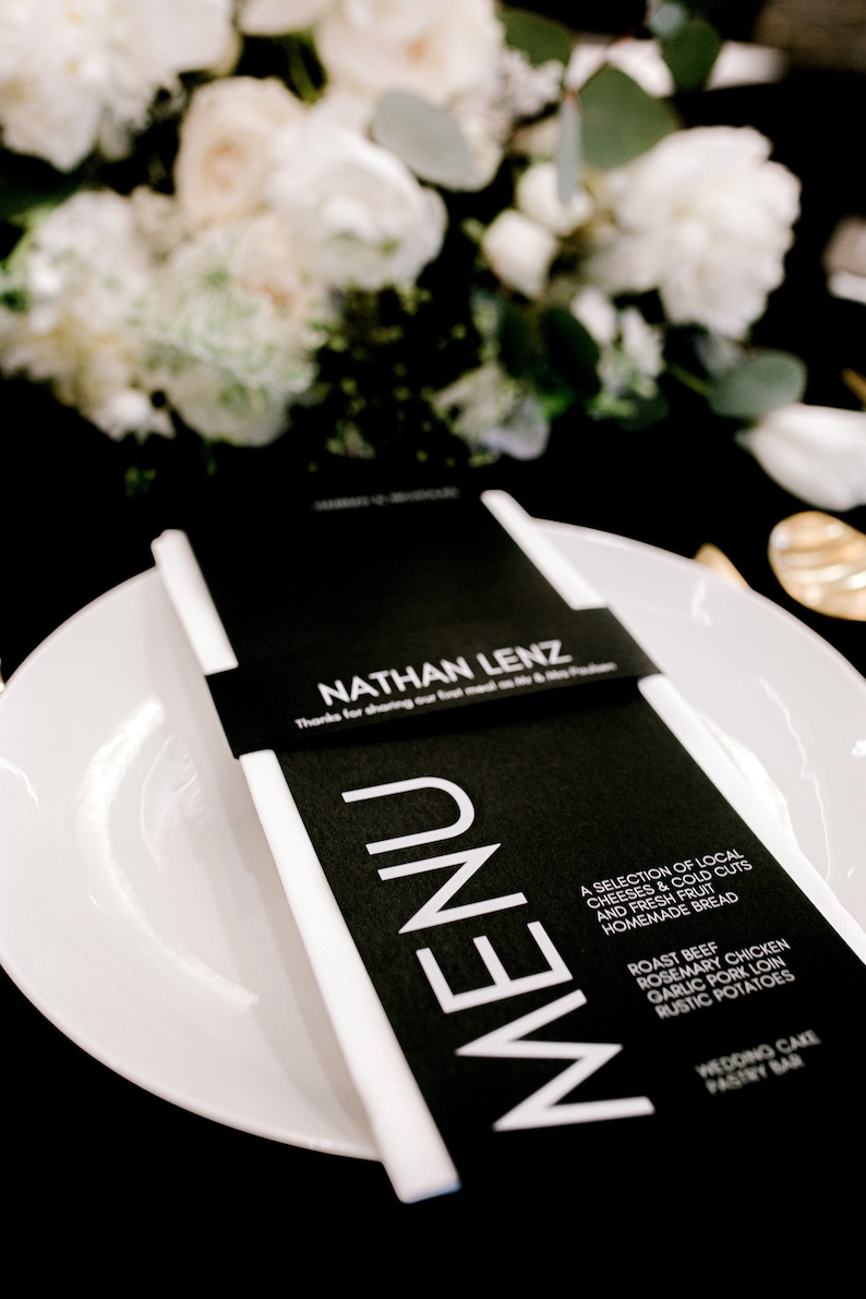 Elegant Wedding Dinner Menus - Printed Wedding Reception Menus - Custom ...