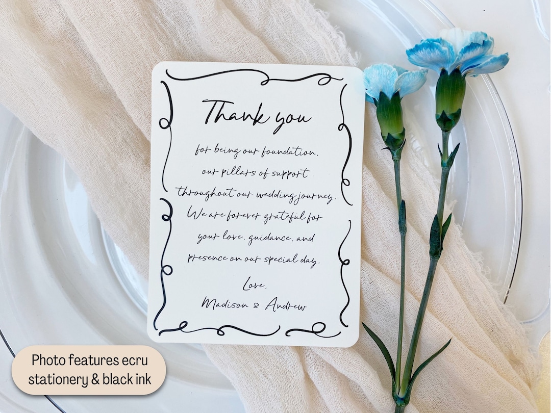 Hand-drawn Wedding Reception Thank You Cards, Wedding Guest Thank You ...