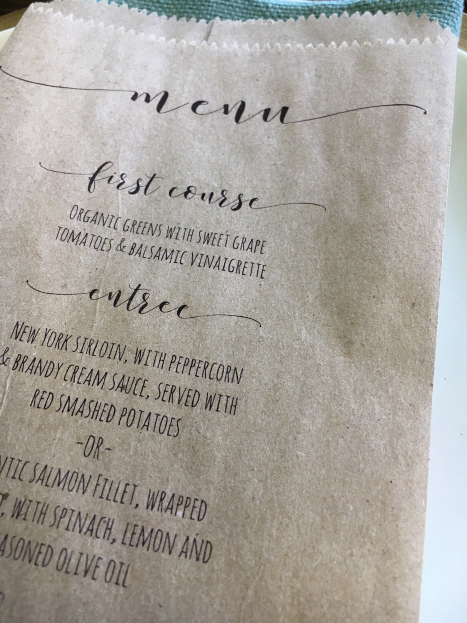 Wedding Menu Bags Bread Bags Wedding Favor Bags Utensil | Etsy