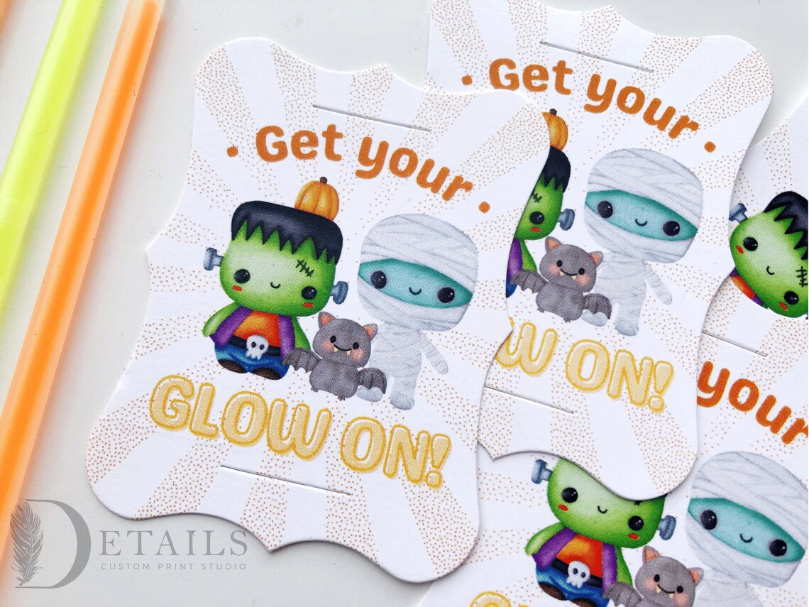 Glow Stick Favor Tags, Halloween Favor Tags, Halloween Teacher or ...