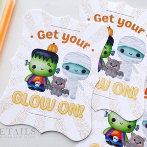 Glow Stick Favor Tags, Halloween Favor Tags, Halloween Teacher or ...