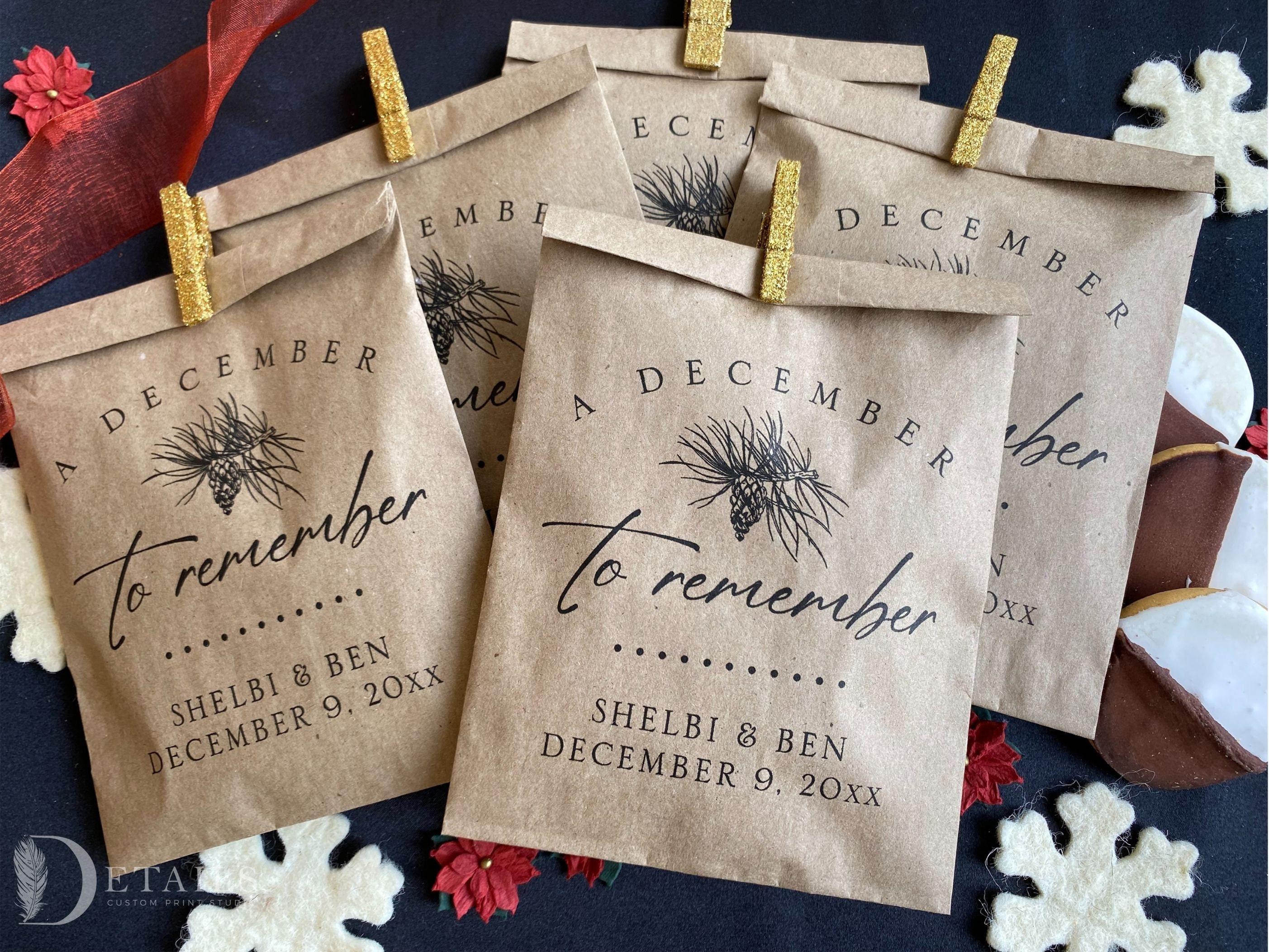 December Wedding Favor Bags | Winter Wedding Favors | Christmas Wedding ...