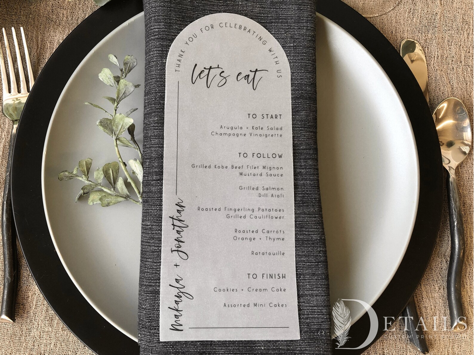 Arch Shape Wedding Menus Arch Shaped Vellum Menus Printed - Etsy