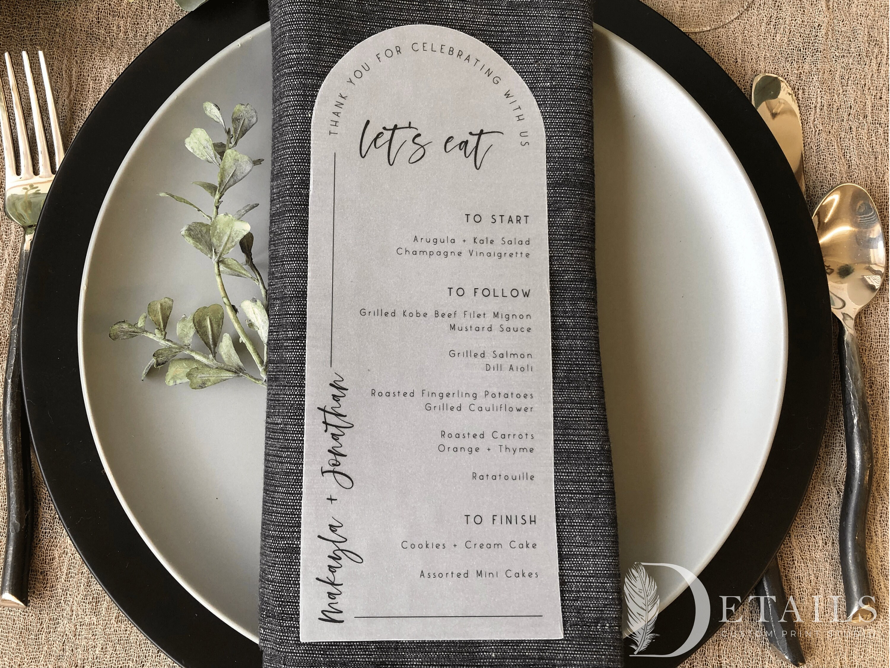 Arch Shape Wedding Menus, Arch Shaped Vellum Menus, Printed Menus ...