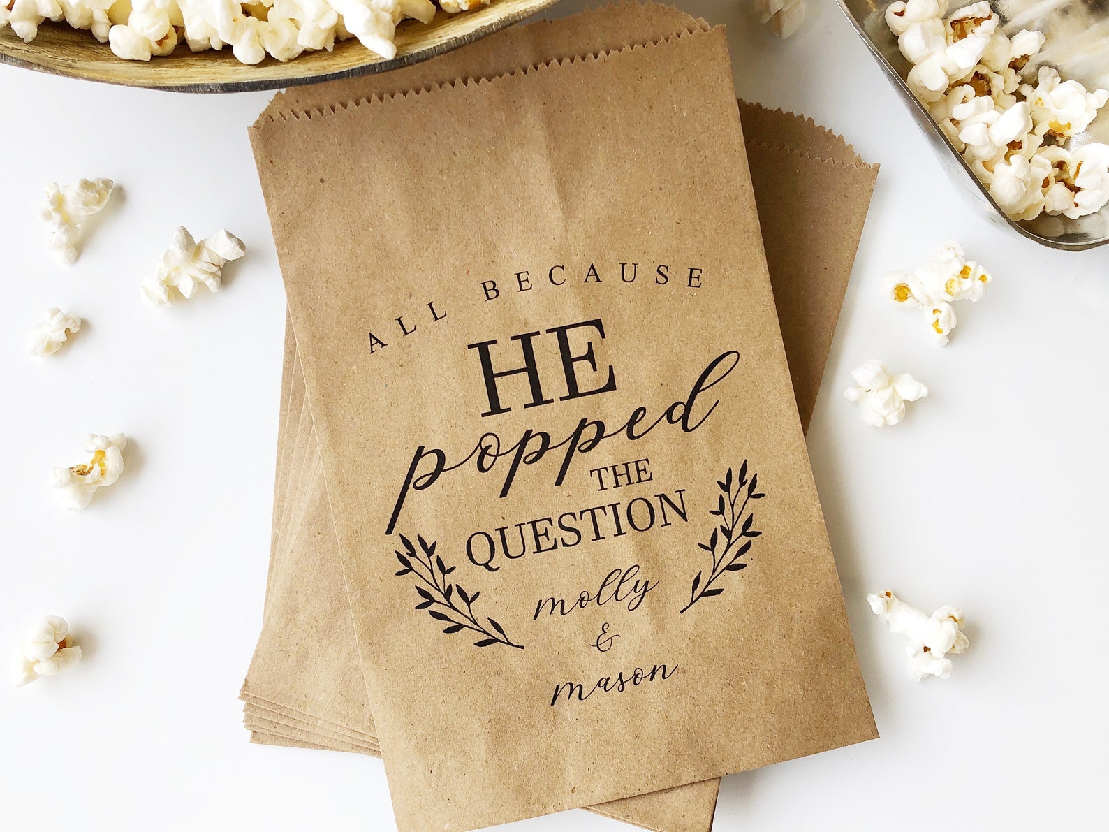 He Popped The Question Popcorn Bags Wedding Favor Bag Etsy
