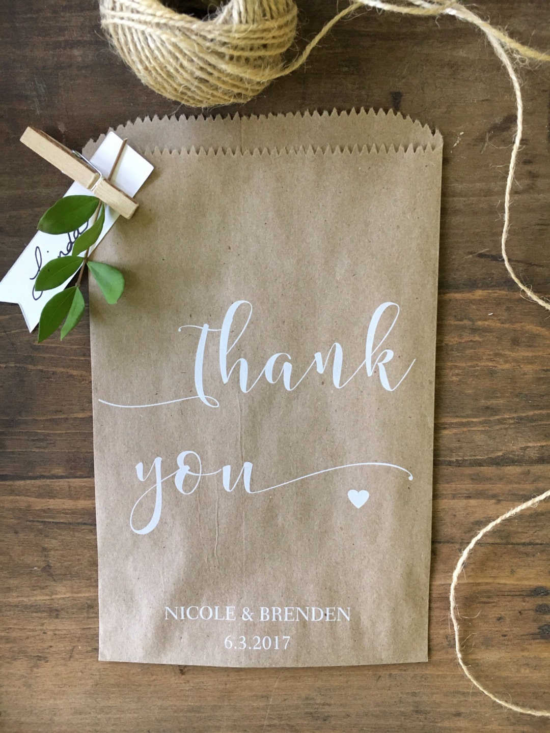 Wedding Thank You Bags, Thank You Rustic Candy Buffet Sacks, Custom ...