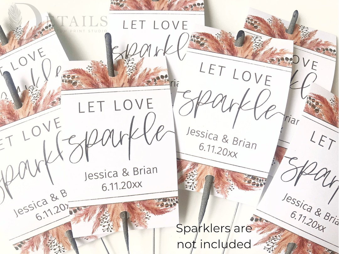 Wedding Sparkler Tags, Sparkler Sleeves, Personalized Sparkler Tags ...