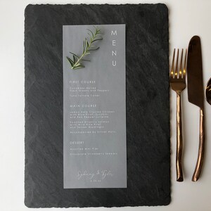 Modern Minimalist Vellum Wedding Menus, Vellum Menu Card, Printed Menus ...