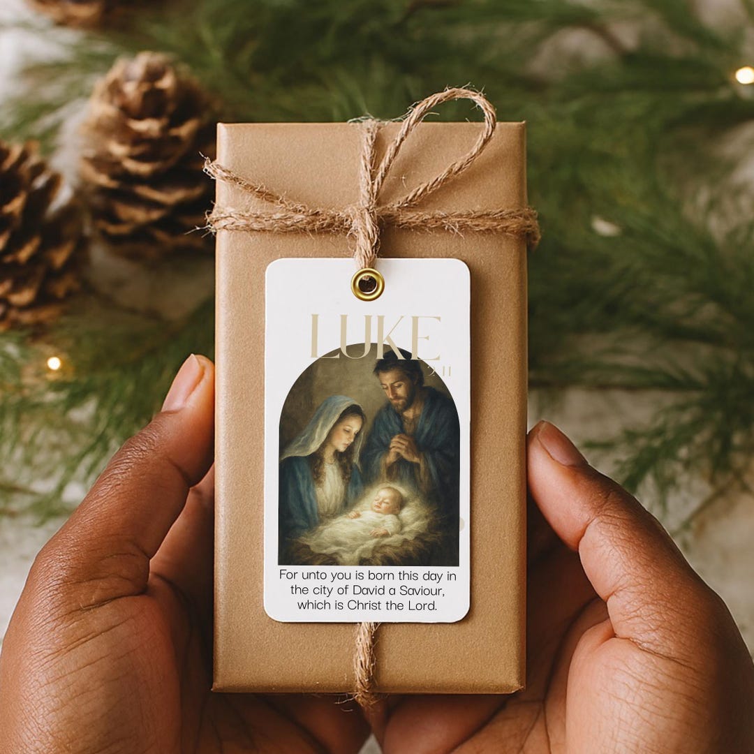 Christian Christmas Gift Tags, Custom Gift Tags Featuring Nativity - 24 ...