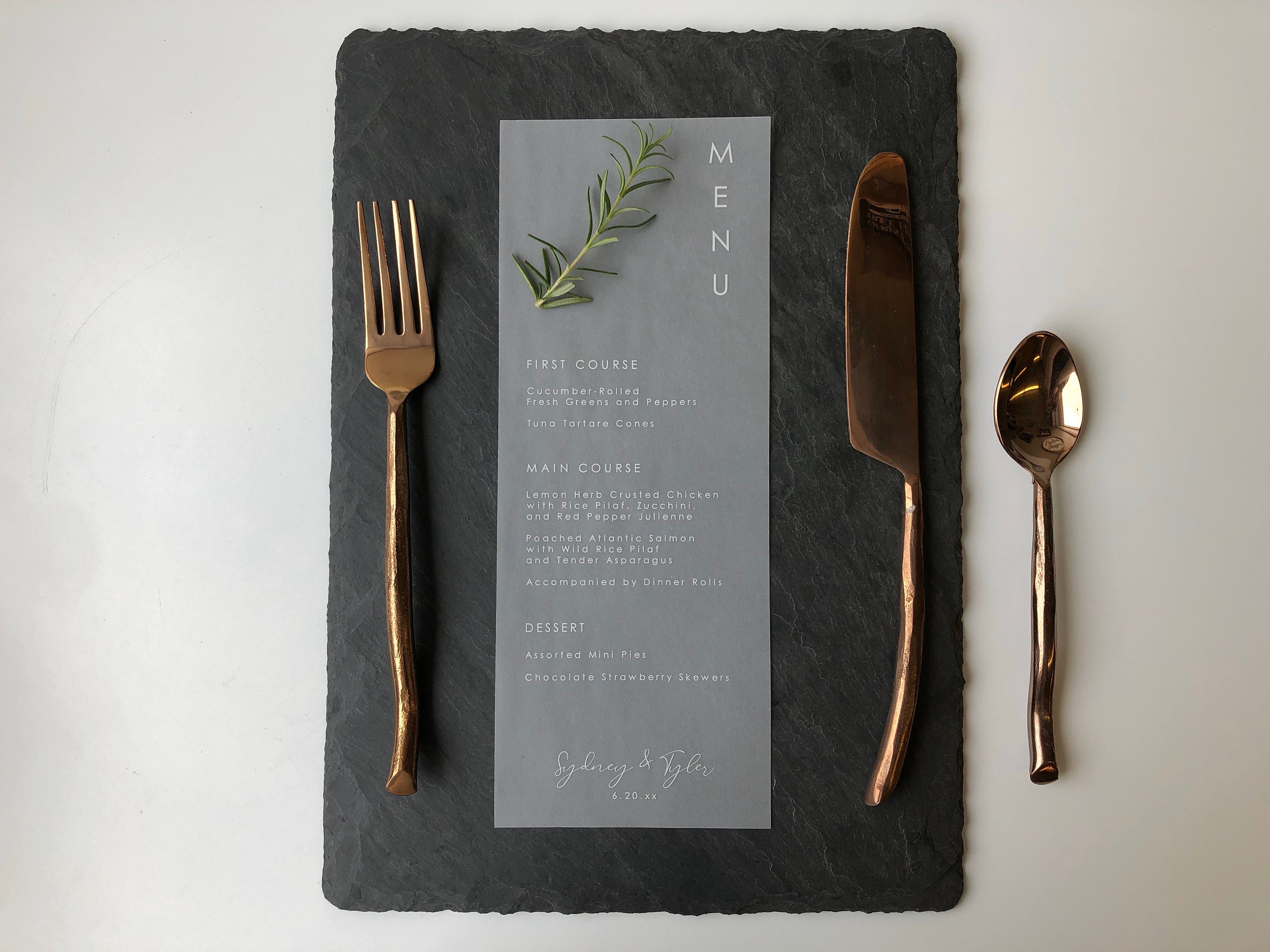 Modern Minimalist Vellum Wedding Menus, Vellum Menu Card, Printed Menus ...