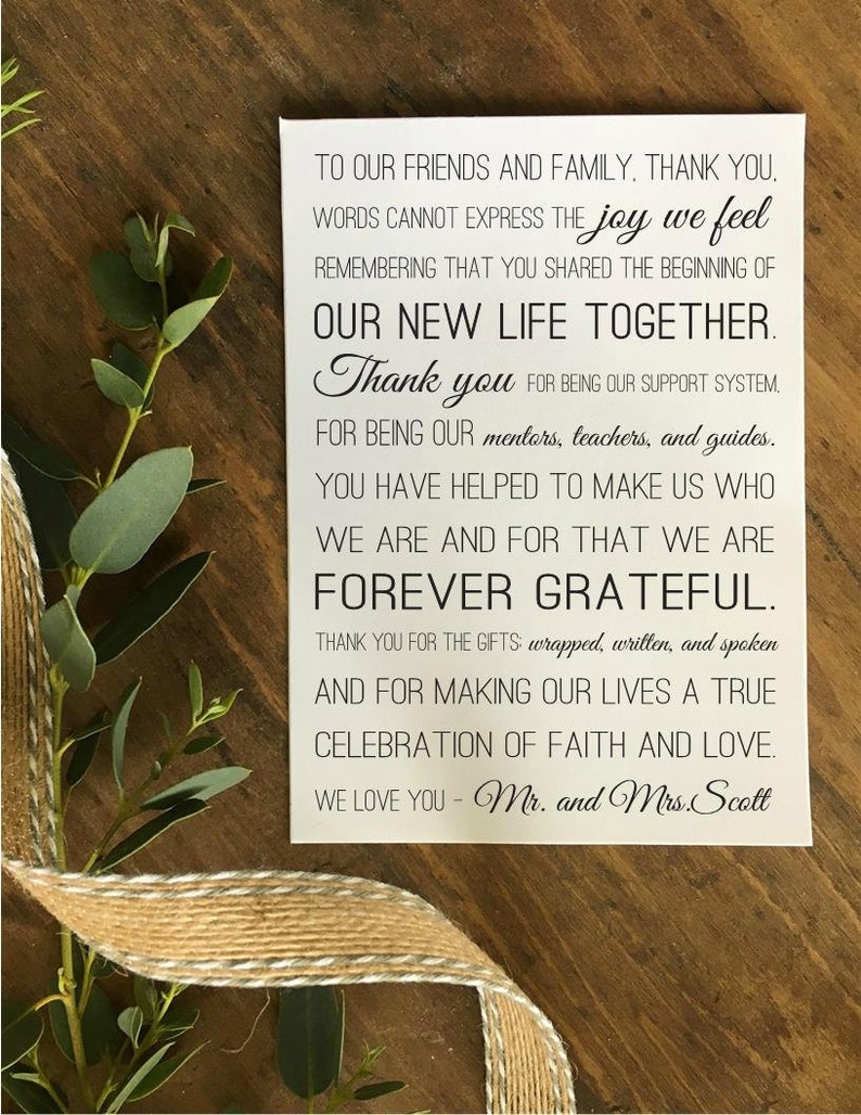 Typography Wedding Reception Thank You Cards Custom | Etsy Typography Wedding Reception Thank You Cards Custom | Etsy