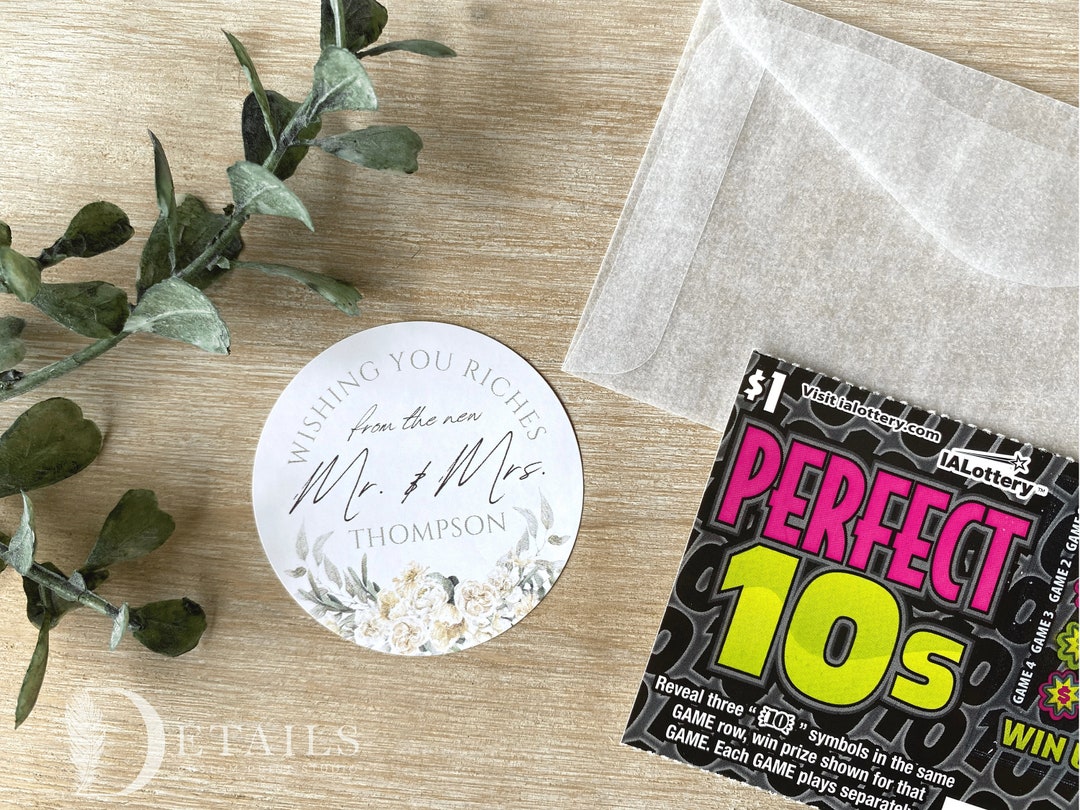 Wishing You Riches Lotto Favor Stickers, Wedding Lottery Ticket Favors ...