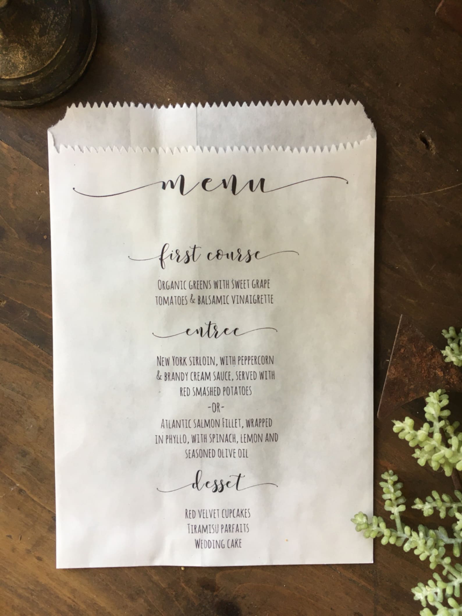 Wedding Menu Bags Bread Bags Wedding Favor Bags Utensil | Etsy