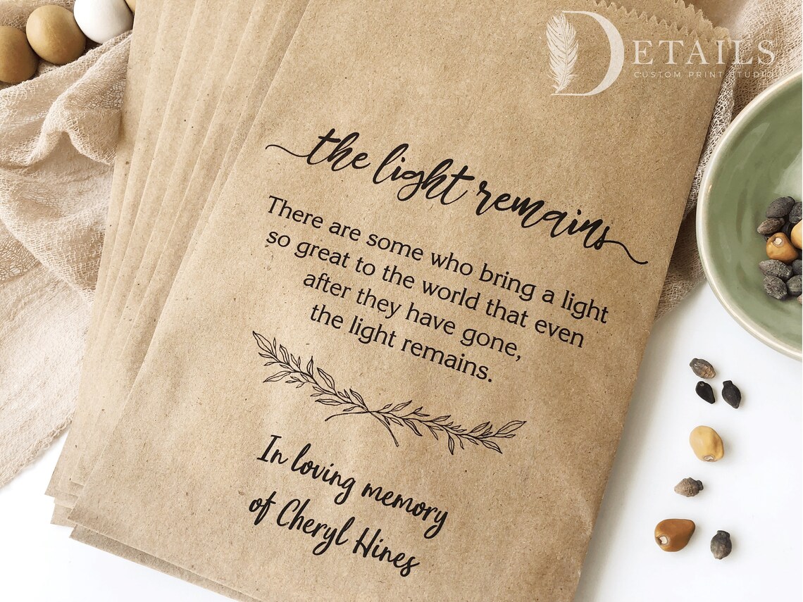 Memorial Gift Bags, Funeral Favors, Celebration of Life, Condolence ...