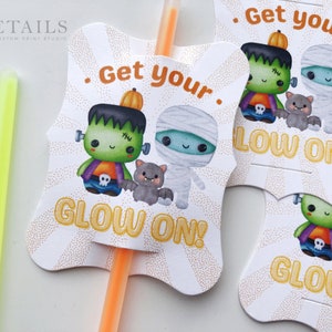 Glow Stick Favor Tags, Halloween Favor Tags, Halloween Teacher or ...