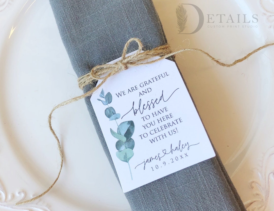 Wedding Favor Tags, Wedding Reception Tags, Napkin Ties Table Decor Tag ...