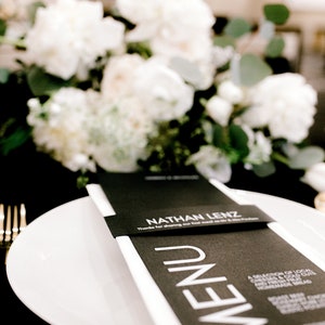 Elegant Wedding Dinner Menus - Printed Wedding Reception Menus - Custom Menu Card - Minimalist ...