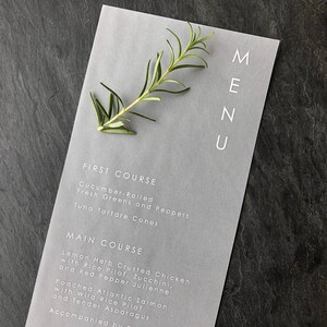 Modern Minimalist Vellum Wedding Menus, Vellum Menu Card, Printed Menus ...