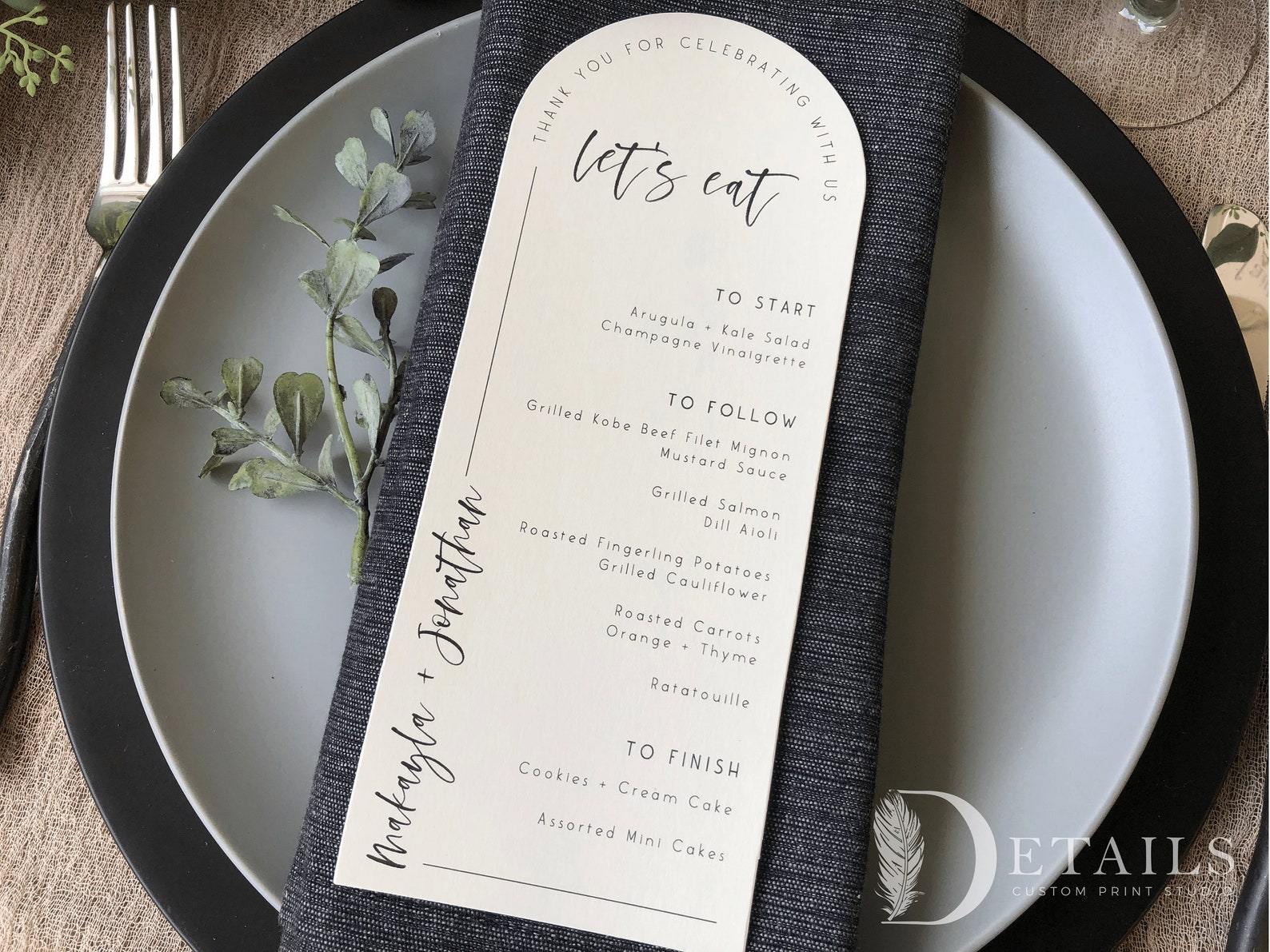 Wedding Dinner Menus Arch Shaped Menus Printed Menus Custom - Etsy