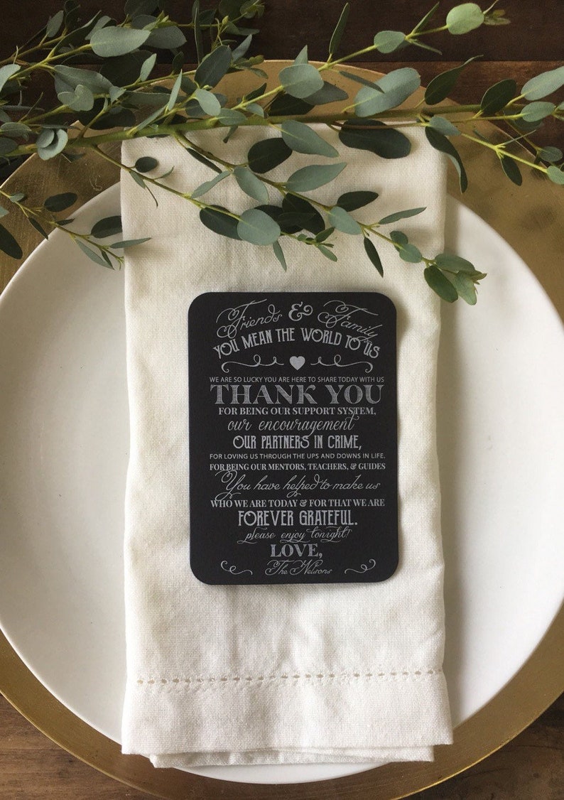 Wedding Reception Thank You Cards - Custom Reception Place Cards ...