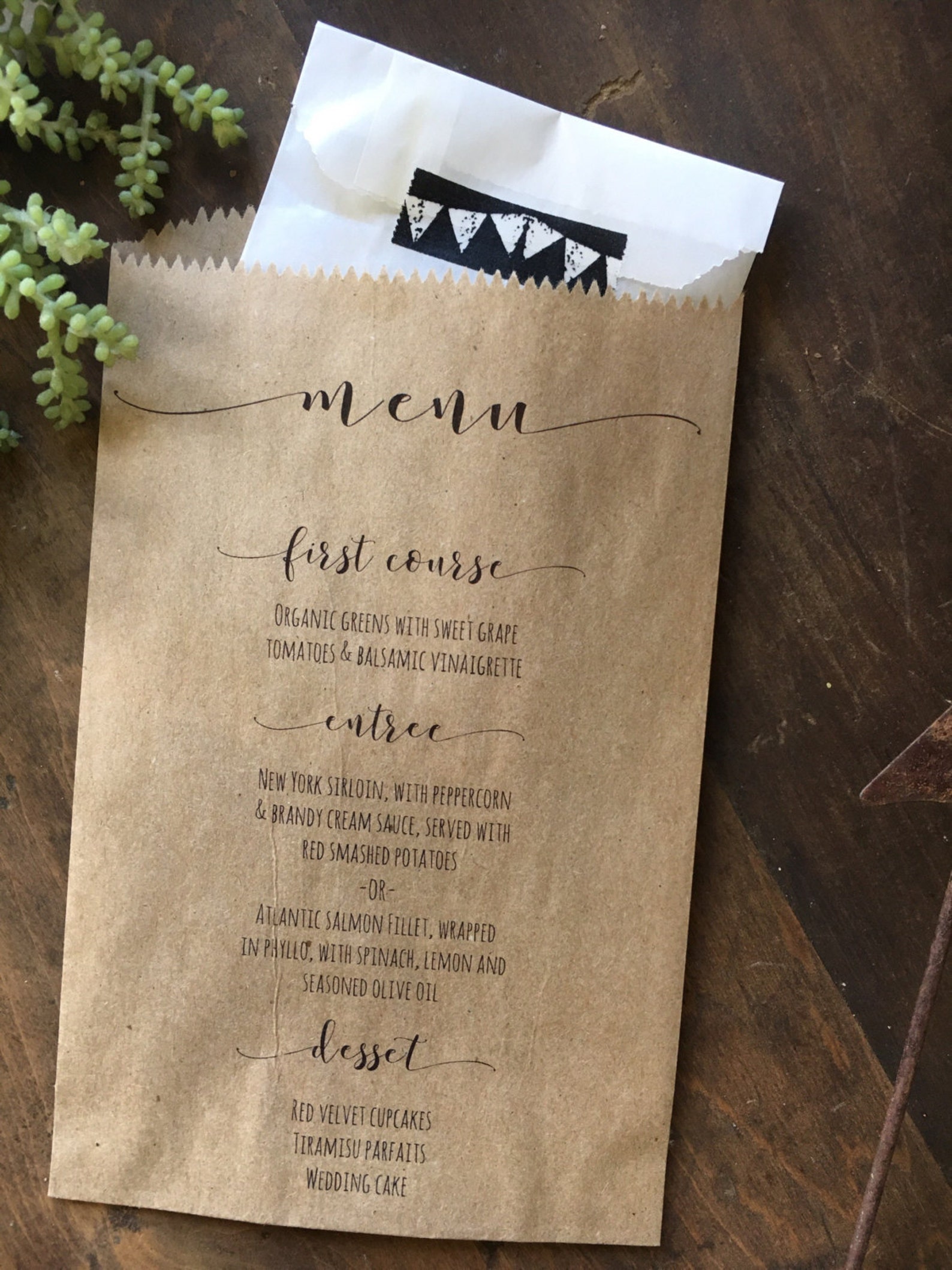 Wedding Menu Bags Bread Bags Wedding Favor Bags Utensil | Etsy