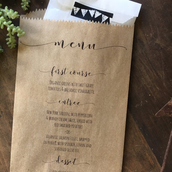 Wedding Menu Bag - Etsy