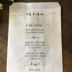 Wedding Menu Bags, Bread Bags, Wedding Favor Bags, Utensil Bags ...