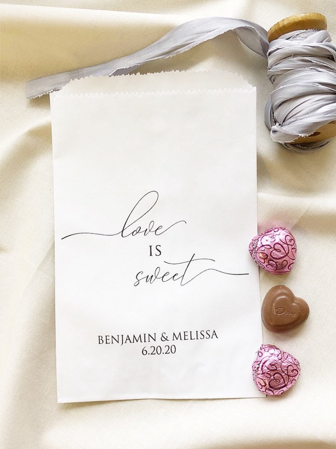 Love is Sweet Personalized Wedding Favor Bags, Cake Bags, Goodie Bags ...
