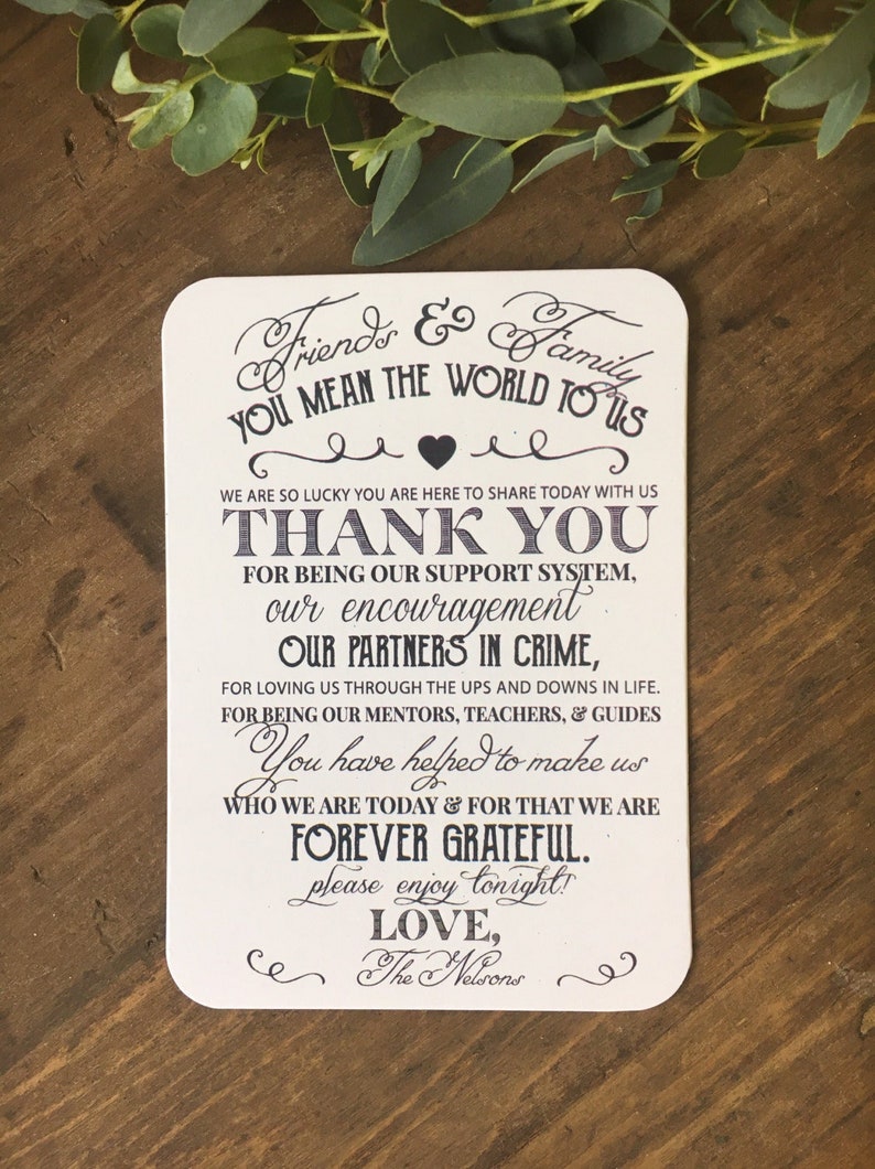 Wedding Reception Thank You Cards - Custom Reception Place Cards ...
