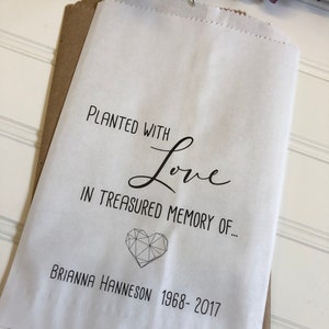 Memorial Gift Bags, Funeral Favors, Celebration of Life, Condolence ...