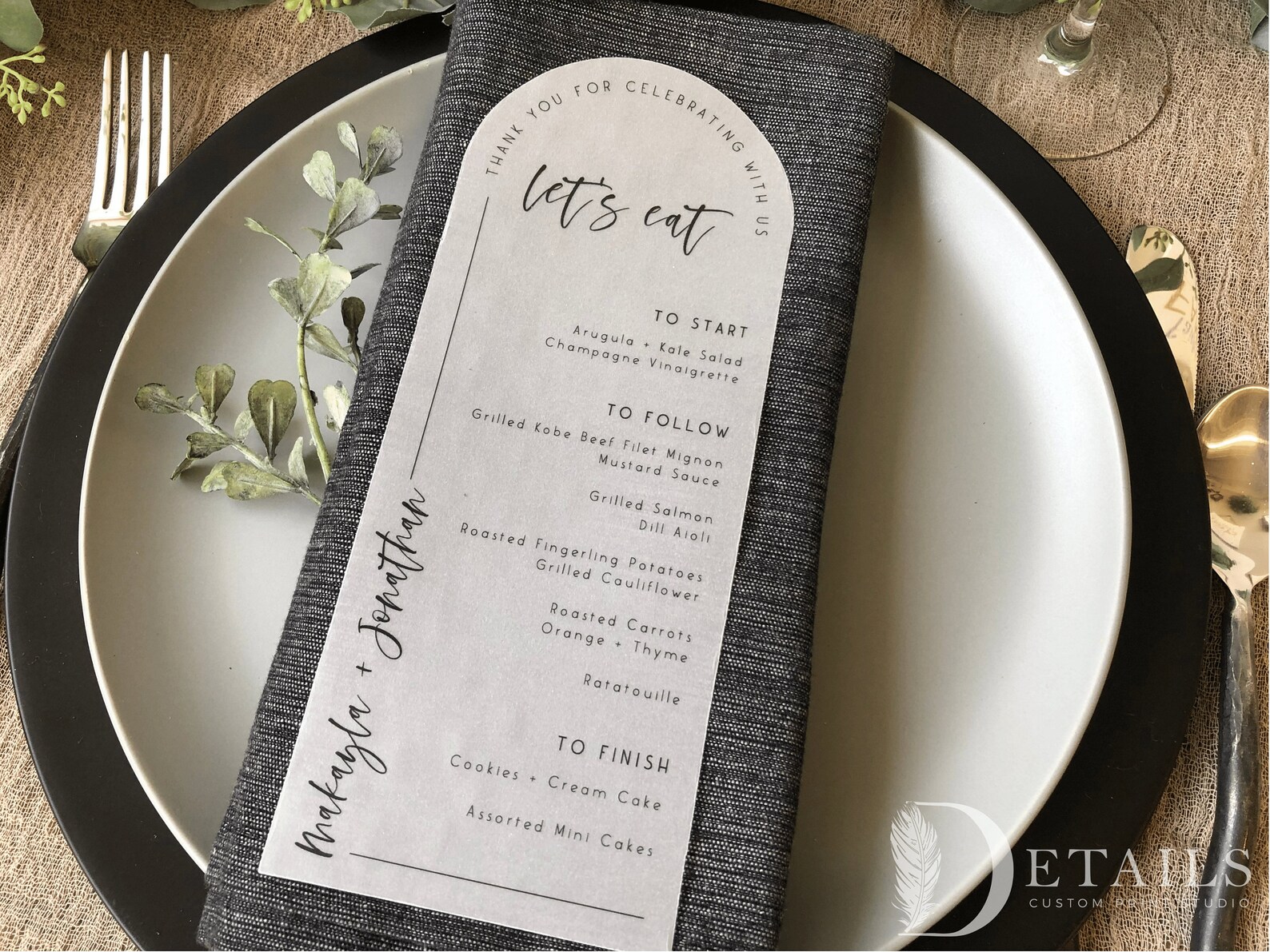 Wedding Dinner Menus Arch Shaped Menus Printed Menus Custom - Etsy
