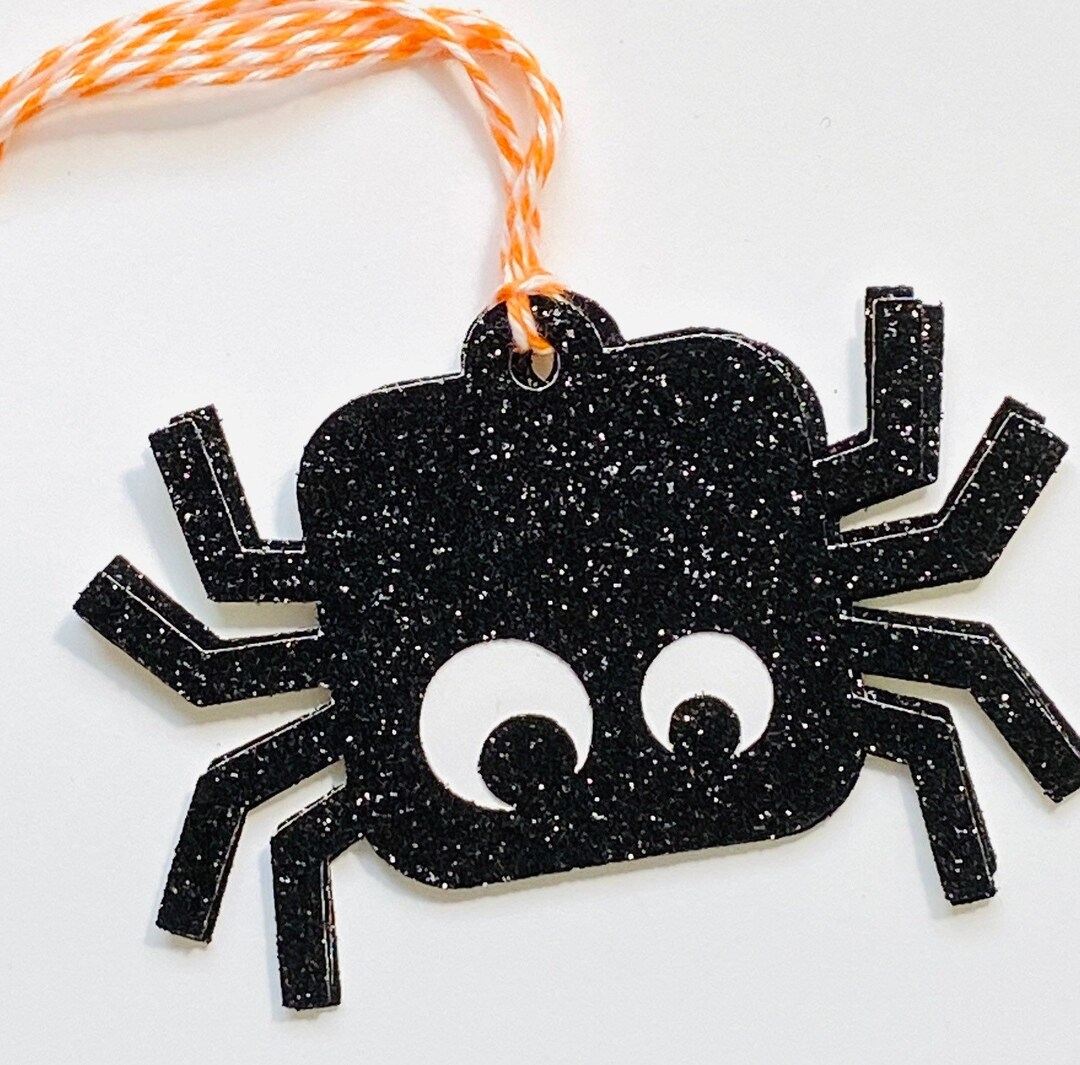 Halloween Tags / Spider / Glitter Tags / Set of 6 - Etsy