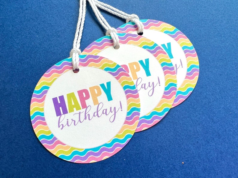 Happy Birthday Rainbow Tags, Set of 8 - Etsy