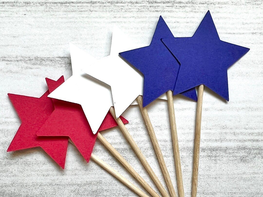 Red White and Blue Stars / Food/party Picks / Cupcake Toppers / Set of ...