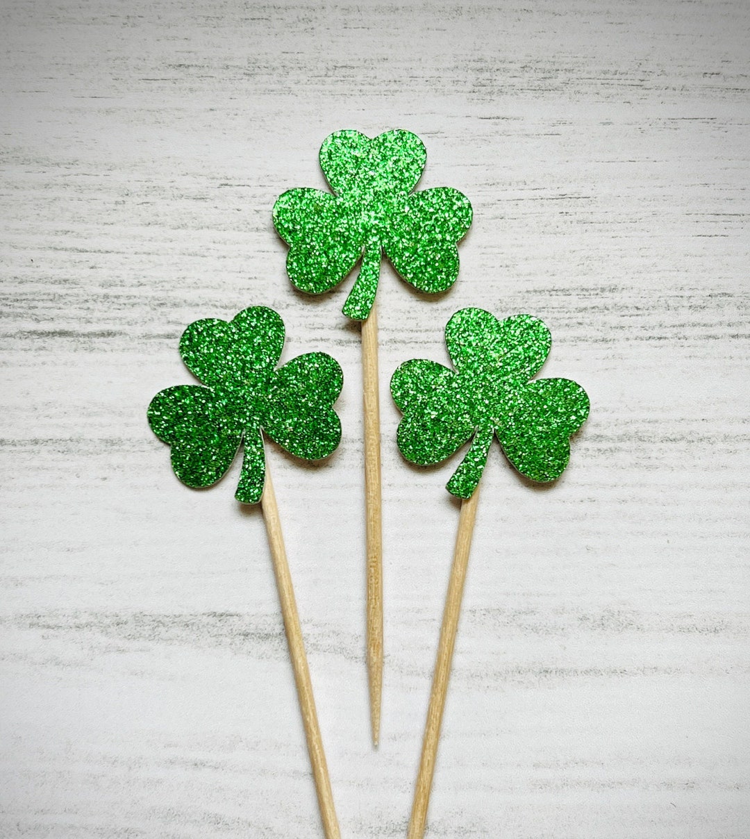 St. Patrick’s Day / Shamrock Cupcake Toppers / Food Picks / Glitter ...