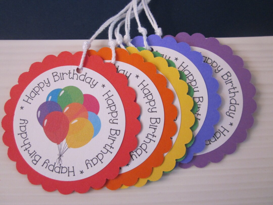 Happy Birthday / Balloon Gift Tags / Assorted Colors / Set of 6 - Etsy