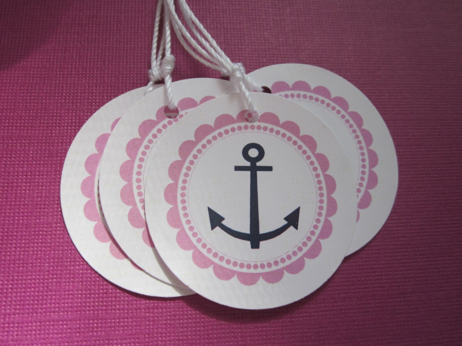 Nautical Navy and Pink / Anchor / Favor / Gift tags / set of | Etsy